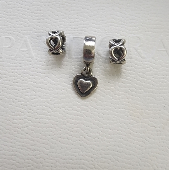 Pandora | Jewelry | Pandora Heart Dangle And 2 Pandora Open Heart ...